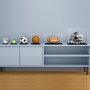 Clear Acrylic Display Case for Toys Collectibles，Assemble Acrylic Box Dustproof Protection Showcase with Black Wood-Plastic Base and Lamp Beads (15.7x8x8 inch;40x20x20cm)