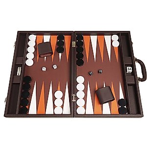 19-inch Premium Backgammon Set - Dark Brown Board