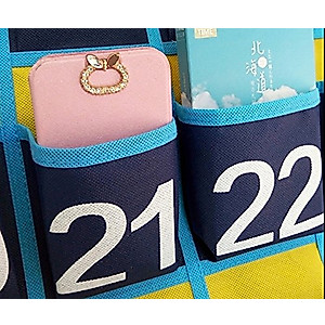 Classroom Numbered Pocket Charts Graphing Calculator Storage Cell Phones Holder 42 Pockets Royal Blue