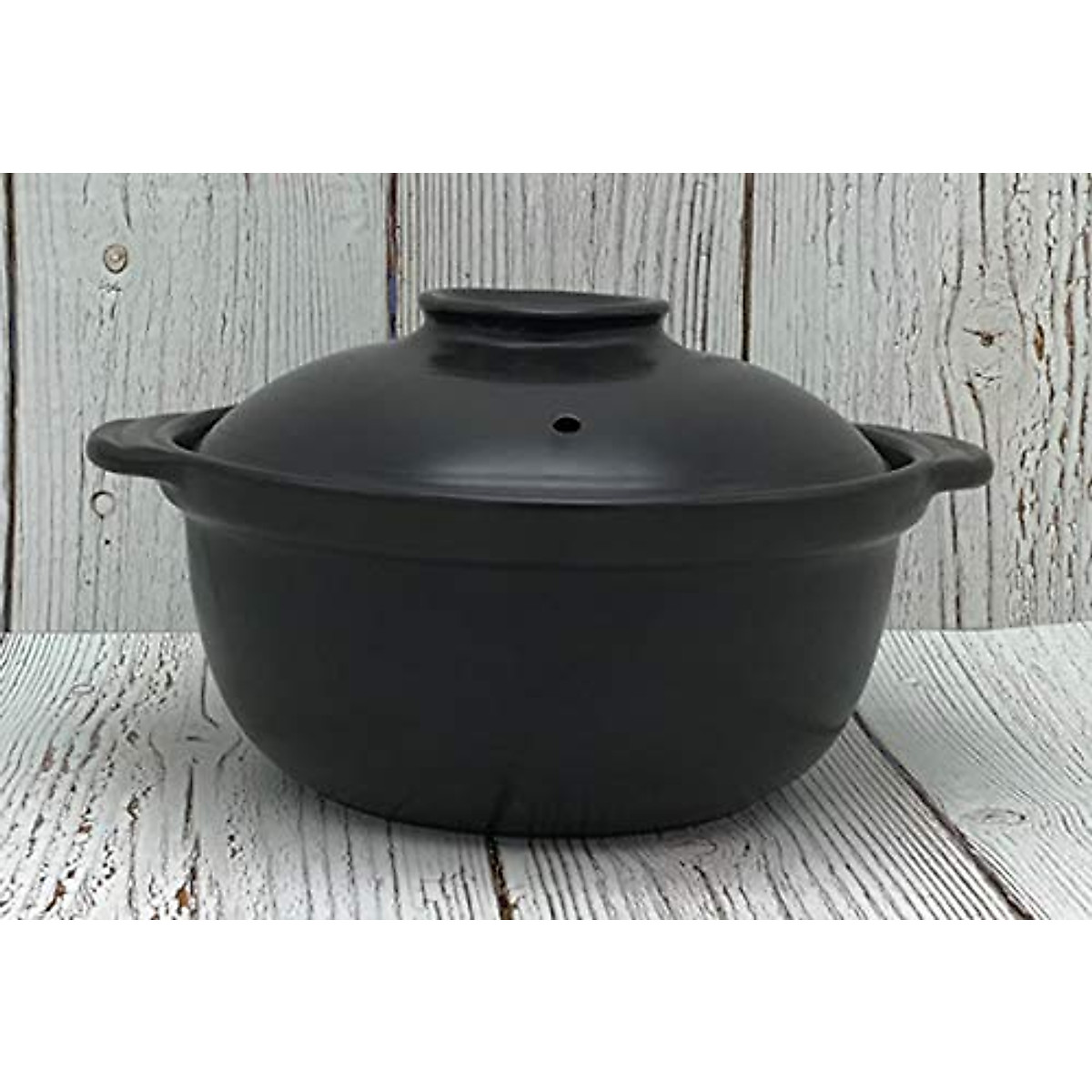 Premium Ceramic Black Casserole Clay Pot with Lid,For Cooking Hot Pot Dolsot Bibimbap and Soup