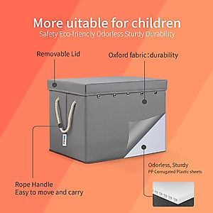 MIBATUS Toy Storage Organizer & Play Mat - for Building Toys Storage | Toy Box made of Odorless, Eco-Fabric for Children's Rooms, Nursery Playroom, Toy Storage Bin/Bag 37 Qt - For Kids (Gray)