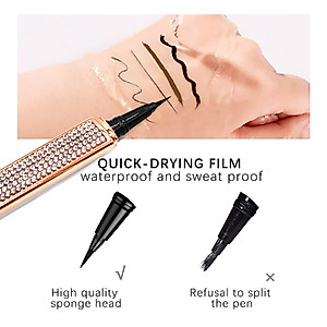 NewBang 3 Pcs Liquid Eyeliner Pen, Upgraded Self-adhesive Long-Lasting Waterproof Eyelash Glue Pen, Non Magnetic, No Blooming Quick Drying Eye Liner for Wear Normal False Eyelashes(Black , Brown