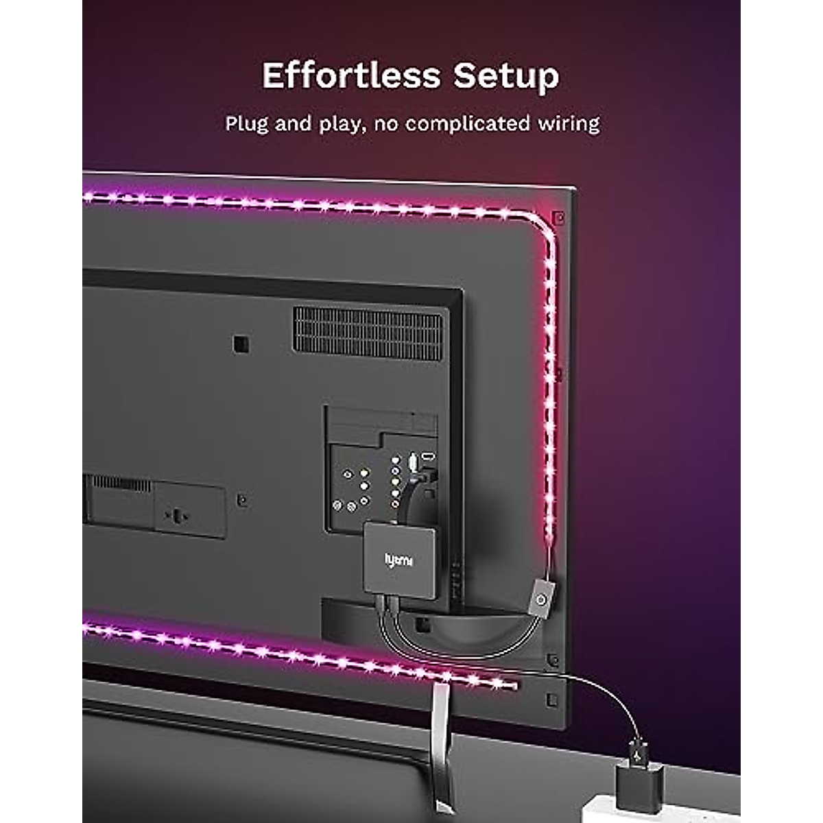 Lytmi TV LED Backlight with HDMI 2.0 Sync Stick Immersive RGBIC Backlight for 56-75 inch TVs Plug and Play Cuttable TV Light Strips Sync TV Lights for Games Music Movies