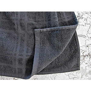 Gray Plaid Double Thickness Towel - Best Quality Name-Brand - Hanging Kitchen Towel - Gray Cotton Crochet Top