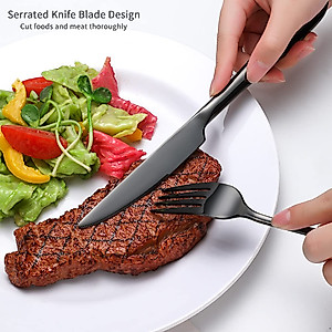 40-Pieces Black Silverware Set - Stainless Steel Flatware Cutlery Set - Mirror Polished Tableware Untensils with Dinner Knife/Forks/Spoons for 8