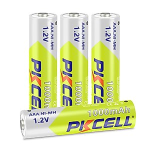 PKCELL Rechargeable AAA Batteries,NiMH 1000mAh 1.2V Rechargeable Battery-4Count