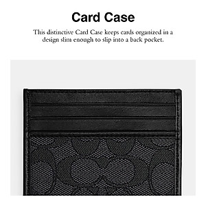Coach Womens Refined Card Case in Signature Jacquard, Charcoal/Black