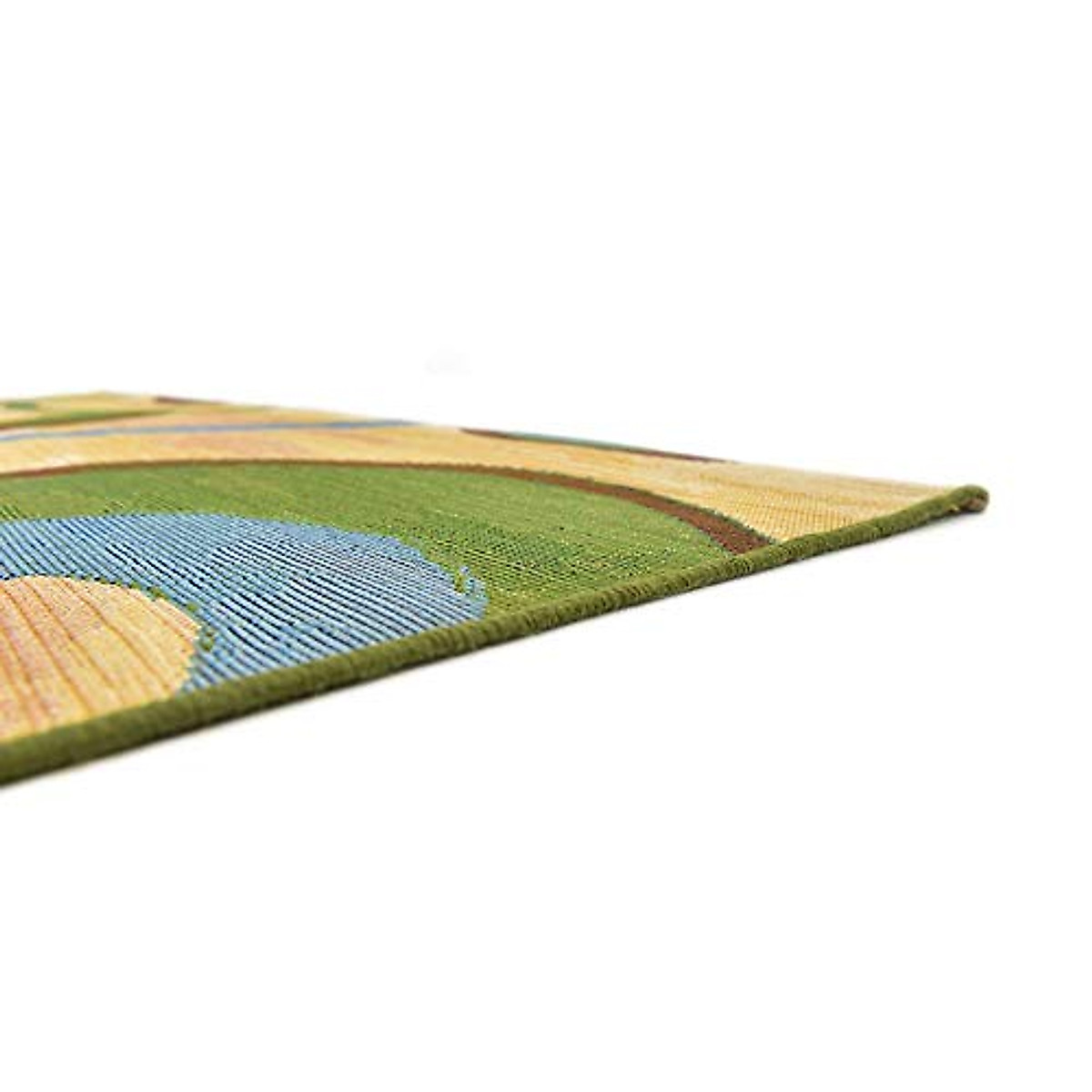 Unique Loom Modern Collection Contemporary, Circles, Abstract, Bright Colors, Indoor and Outdoor Area Rug, 5' 3" x 8' 0", Beige/Green