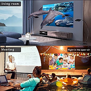 Laptop Projector WiFi Computer Projector Portable Video Outdoor Home Cinema HDMI 1080P/4K Support 8000L 120" Compatible with Smartphone Stick/PS4/USB/Tablet/Laptop/PC EXCEL PPT iOS Android V2-White