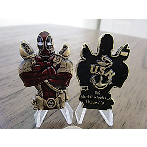 Oneworldtreasures Superhero Deadpool Dead Pool Marvel USN Chief CPO Challenge Coin