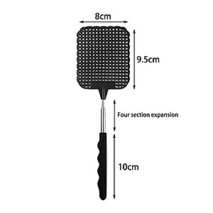 AOLIAO Retractable Fly Swatters Heavy Duty Long Handle Flyswatter Shatter Insect Control Net Shoot for Home Indoor Black