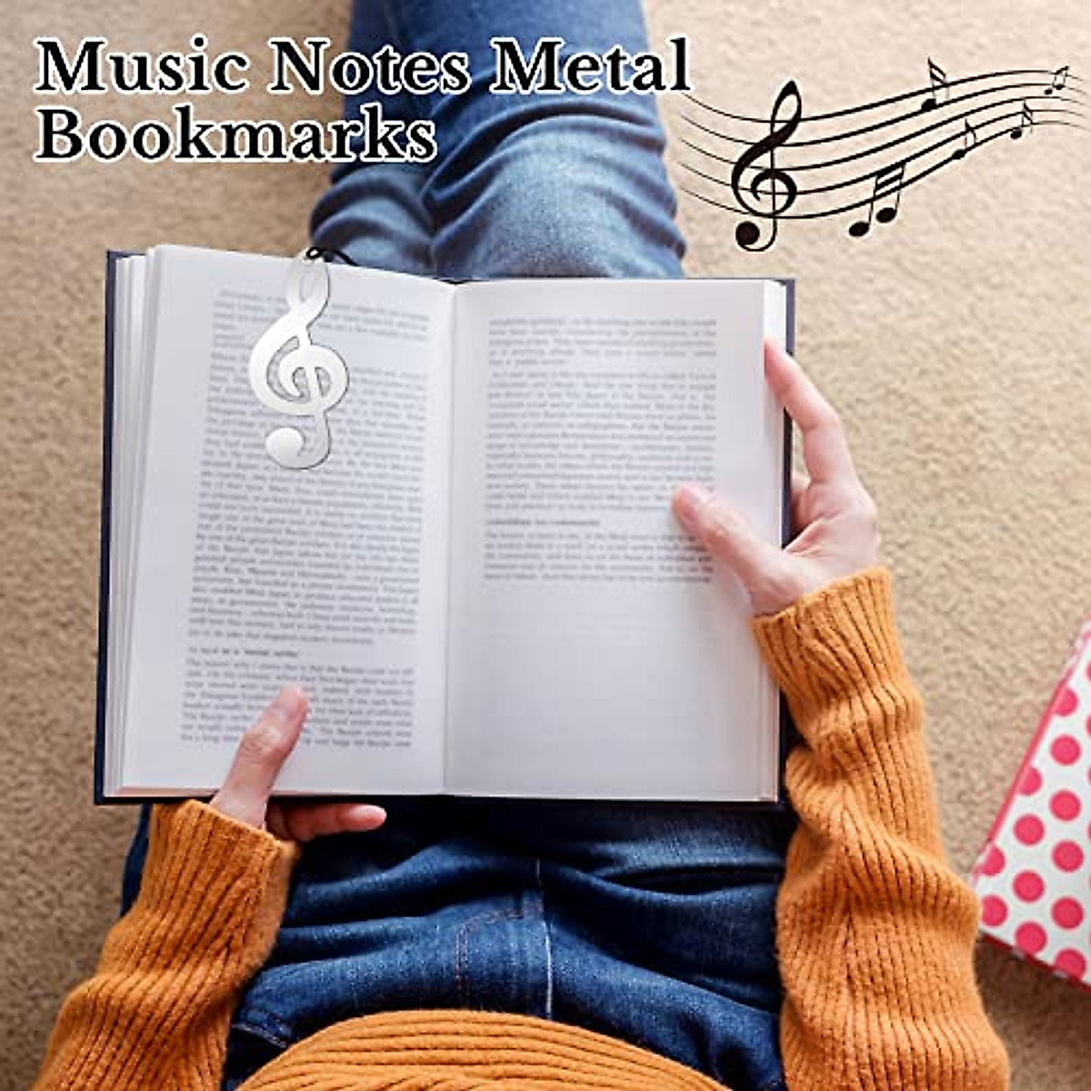 100 Pcs Musical Notes Bookmarks with Elegant Silk Tassel Music Metal Bookmarks Musical Wedding Favors Music Party Favors Gifts with Tassels and Gift Box for Students Band Office Book Piano Decorations