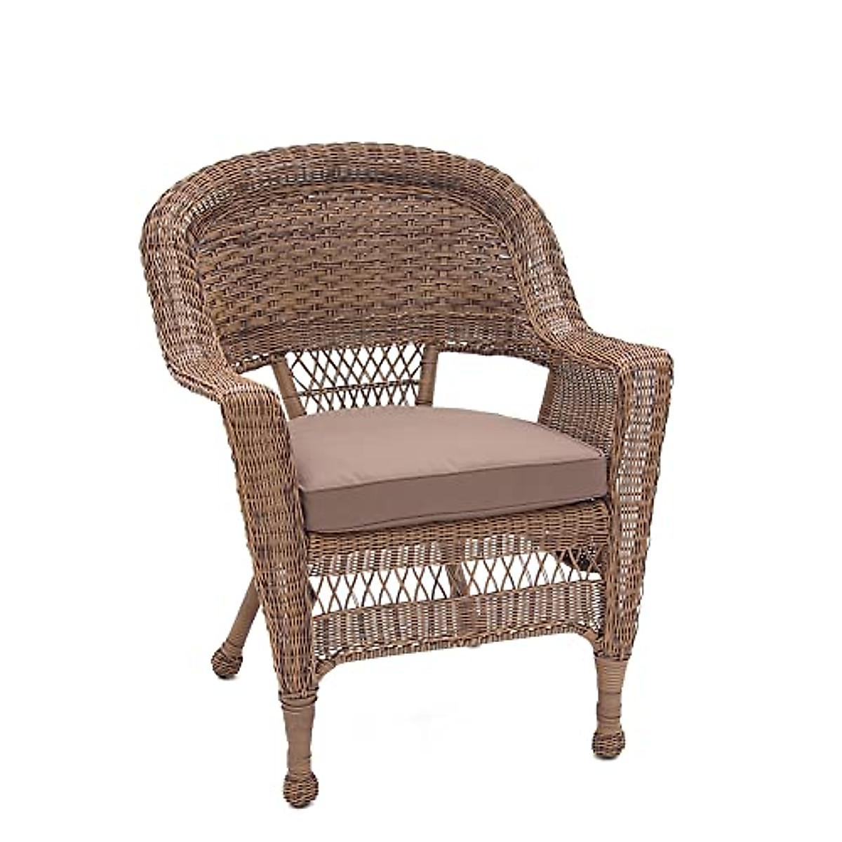 Jeco Wicker Chair with Brown Cushion, Set of 2, Honey/W00205-