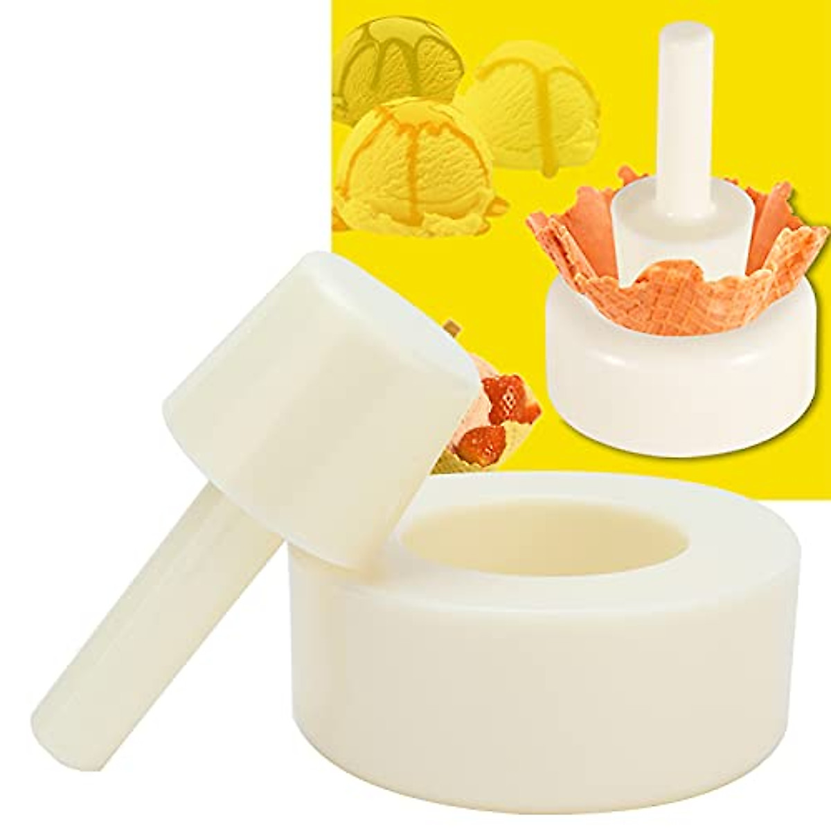 Crispy Waffle Cone Mold, Food Grade Plastic Cream Horn Molds for Baking Ice Cream Cone Mold Kit Egg Roll Maker Kitchen DIY Cooking Mold Baking Accessories