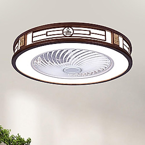 Xuthusman LED Invisible Ceiling Fan Light Round Dimmable Chandelier 3-Speed Invisible Fan 64W w/Remote Control