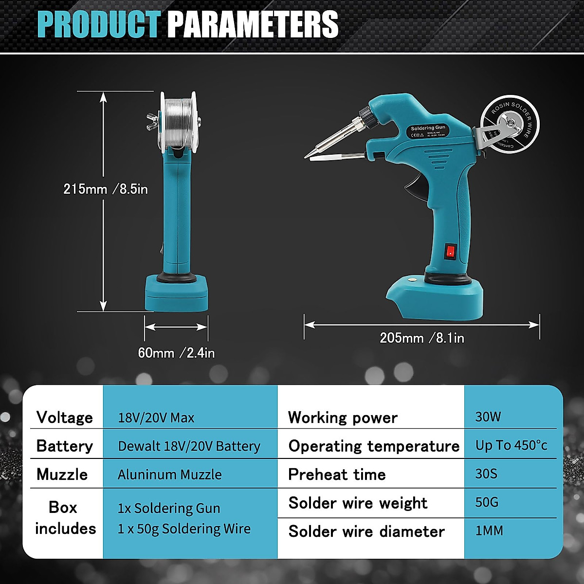 DTNESS 11Pcs Cordless Soldering Iron Kit for Makita 18V Battery, 30s Quick Preheat Soldering Gun with 50g 0.04'' Tind Wire and 5 Solder Tips, Automatic Feed Welding Tool for Circuit Board Repair