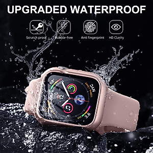 Charlam Compatible with Apple Watch Case 40mm iWatch SE Series 6 5 4 with Screen Protector, Full Protective Waterproof Bumper Cases Touch Sensitive Clear Film Screen Cover, Black/Clear/Rose Gold, 40mm
