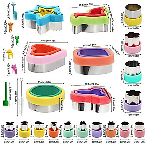 32 Pcs Sandwich Cutter Set, FineGood Sandwich Cutter and Sealer Cookie Cutters Vegetable Fruit Cutters Shapes for Kids with Food Picks Brush
