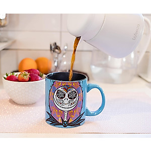 The Nightmare Before Christmas Jack and Sally Day of the Dead Ceramic Coffee Mug | Official Disney Kitchen Accessories | Oversized Cup For Home Kitchen, Holiday Drinkware | Holds 20 Ounces