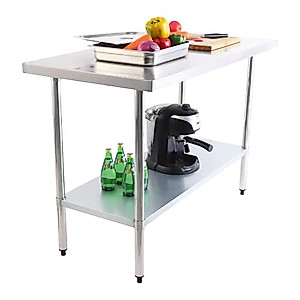 ERUPTA 24x48 inches NSF Commercial Stainless Steel Table for prep & Work Heavv Dutv Work Table for Reataurant.Hotel.Home Kitchen.Food Truck,BBQi (Table, 24x48x34inch)