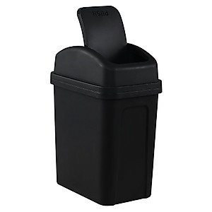 Minekkyes 1.8 Gallon Swing Top Trash Can, Small Swing Garbage Can, Black