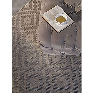 Furnish my Place Outdoor Collection Accent Diamond Rug - 5 ft. 3 in. x 7 ft. 6 in. Dove, Moroccan Water Proof Rug for Bedrooms, Gardens, Patio