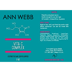 ANN WEBB Skin Care Vitamin C Serum - Firmer, Brighter, more Radiant Skin. Vit C Serum w/Vit E, Hyaluronic Acid & packed w/Powerful Anti-aging, Damage-Repairing, UV-protecting Anti-oxidants. 2oz