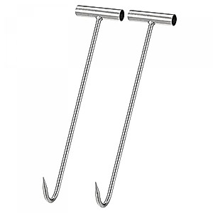 uxcell 15.35inch T-Handle Meat Boning Hook, Galvanized T Hooks for Kitchen Butcher Shop Restaurant 2Pcs