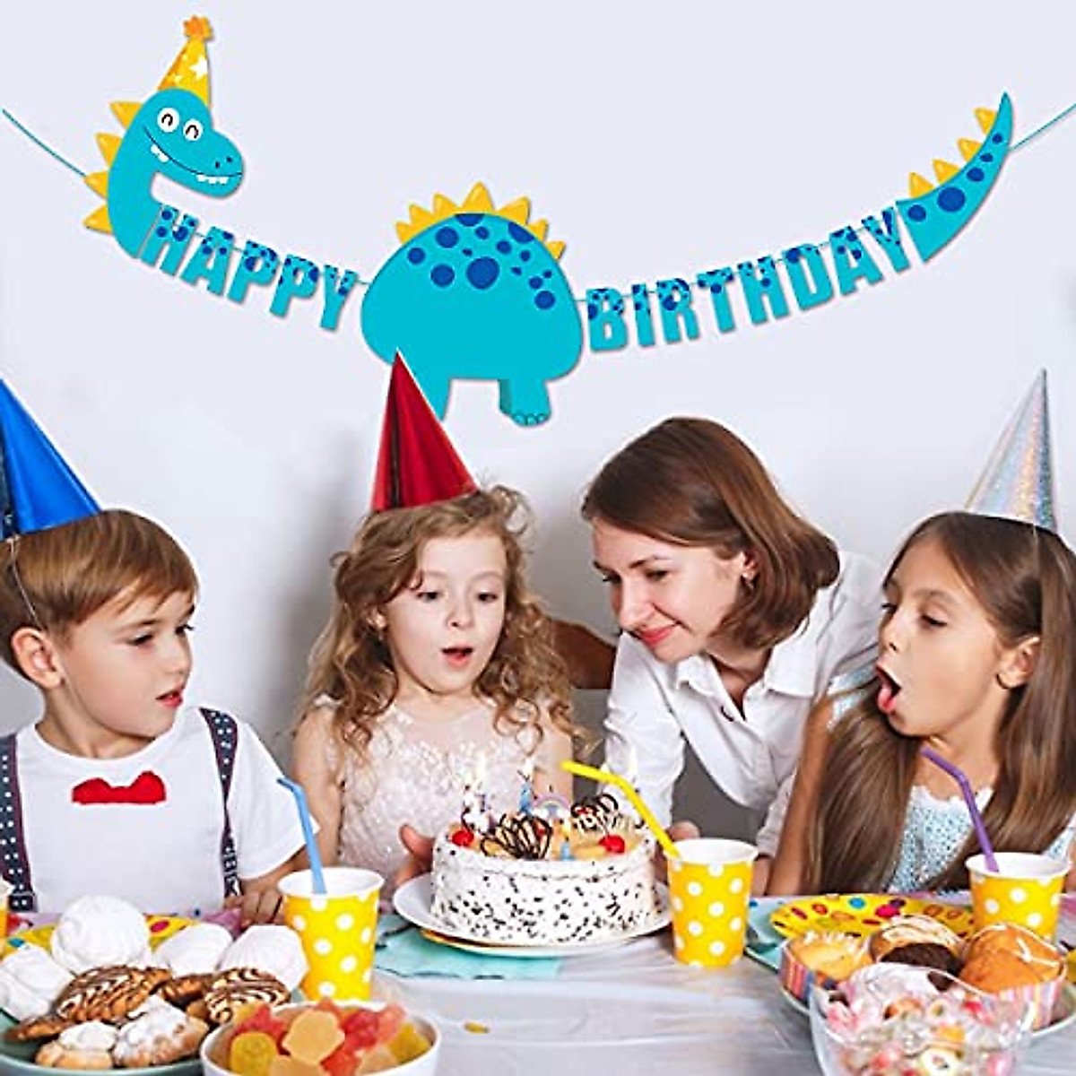 Dinosaur Happy Birthday Banner Cute Pre-Assembled Party Supplies Decorations