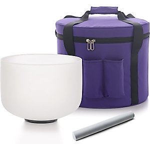 Hye-eun 8 Inch 432hz F Note Perfect Pitch Crystal Singing Bowl Heart Chakra for Healing With Heavy Duty Carrying Case for Sound Therapy Musical Vibration