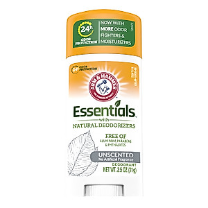 Arm & Hammer Essentials Solid Deodorant, Unscented,2.5 oz, 6 Count