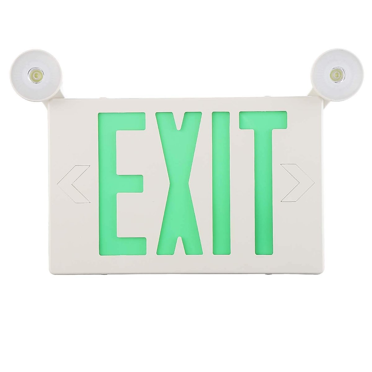EXITLUX 1 Pack Green Led Exit Sign with Emergency Lighting Battery Backp -Two LED Adjustable Head -120V/277V-UL Listed-Exit Lighting -Dual LED Lamp ABS Fire Resistance for Power Failure.
