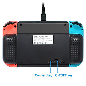 FYOUNG Wireless Keyboard Compatible with Nintendo Switch/Switch OLED, Wireless Gamepad Chatpad Message Keyboard for Switch, 2.4G USB Rechargable Handheld Remote Control Keyboard with a 2.4G receiver