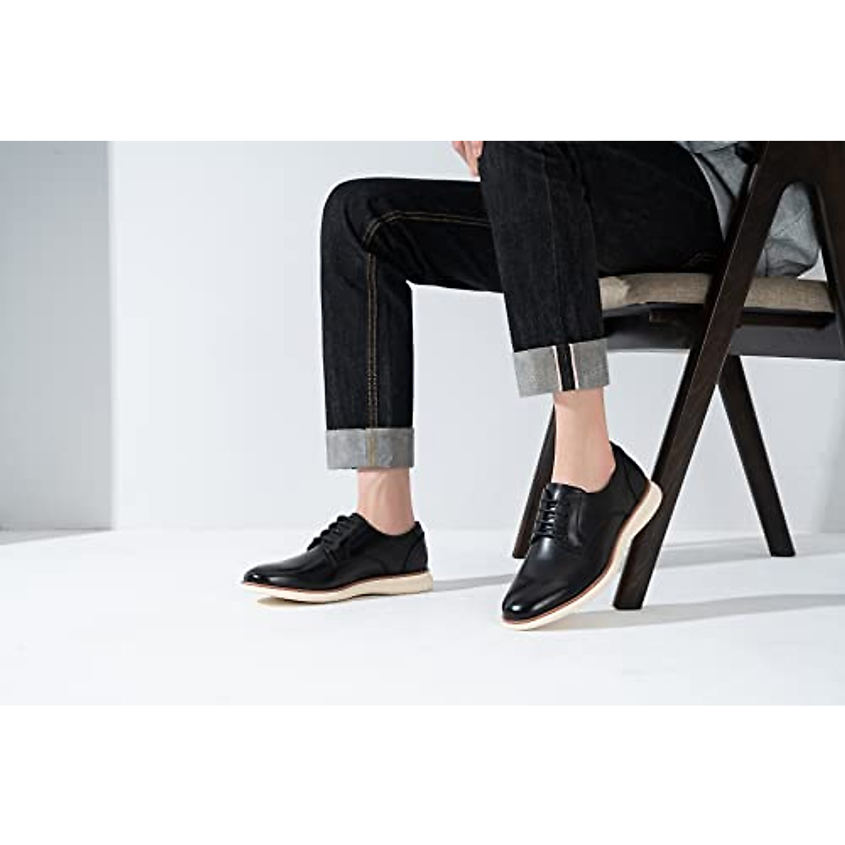 Jousen Men's Black Dress Shoes Formal Lace Up Casual Dress Shoes for Men Oxfords Shoes (AMY733 Black 10)