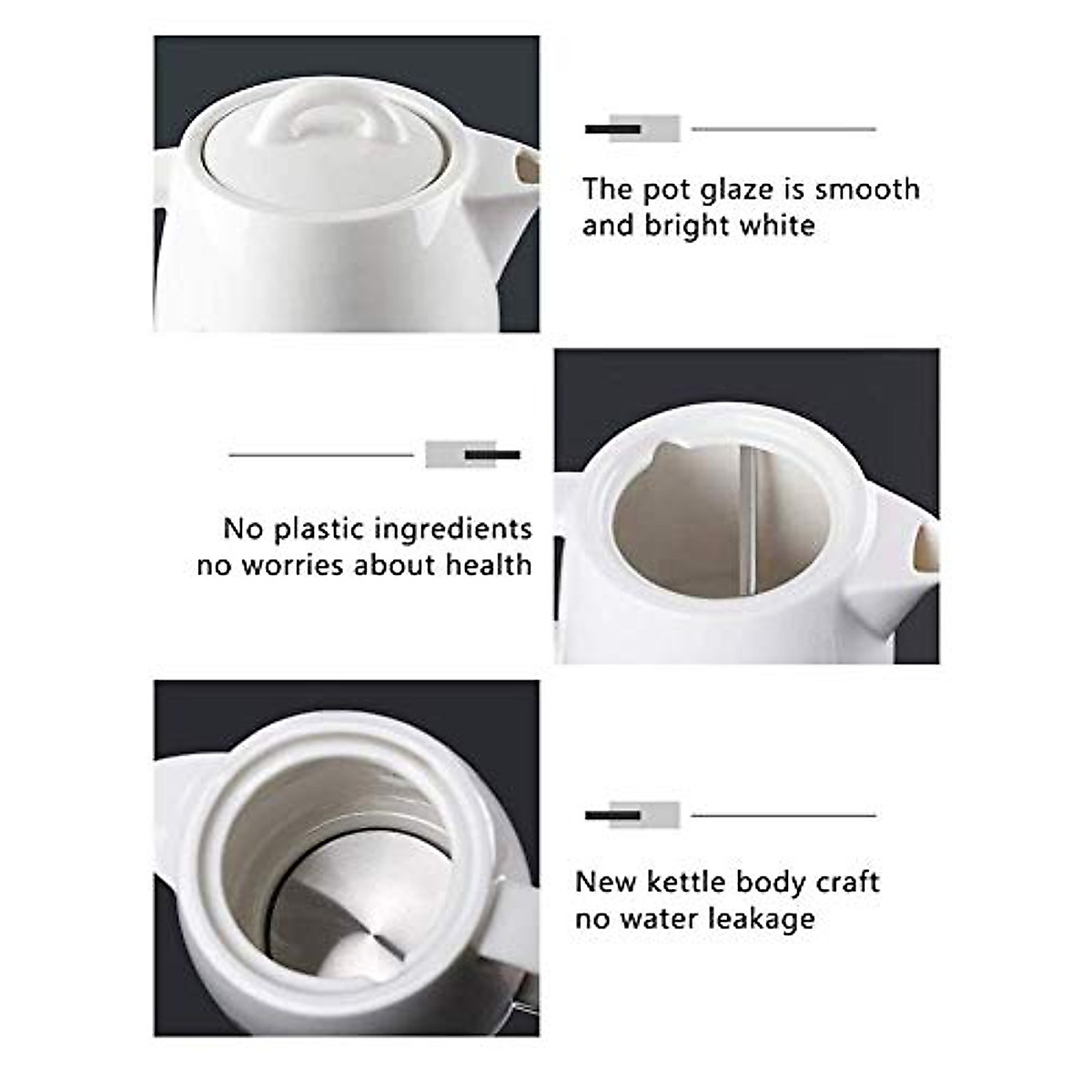 SieHam Kettles,Ceramic Cordless Kettle Teapot-Retro Red 1.7L Jug, 1850W Water Fast for Tea, Coffee, Soup, Oatmeal-Removable Base, Boil Dry Protection/D