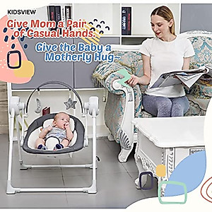 Electric Portable Baby Swings for Infants to Toddler with Intelligent Music Vibration Box, Baby Electric Swing for 6-25 lb, 0-12 Months, Folds for Easy Travel, Grey…