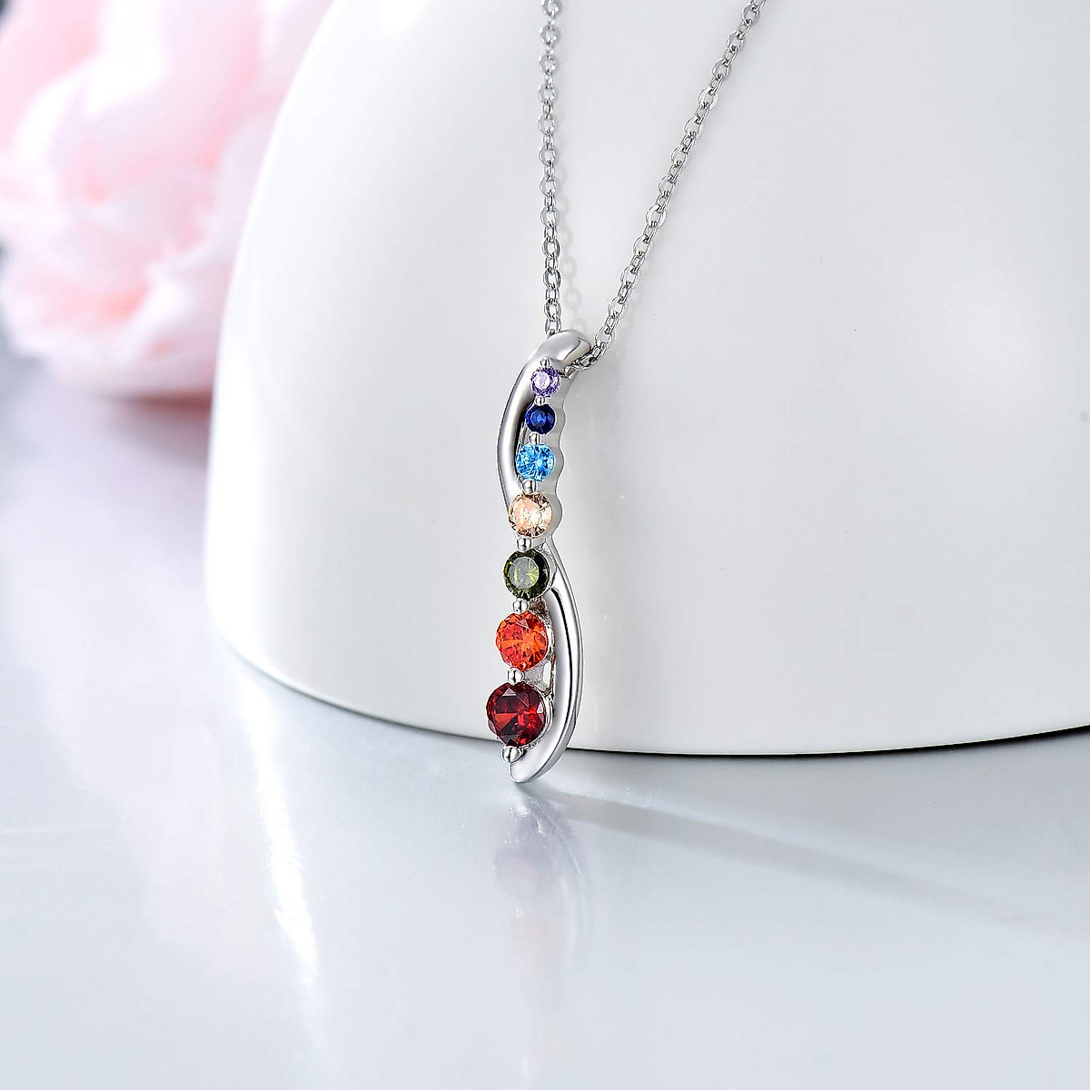 MISTBEE 925 Sterling Silver Chakra Necklace Yoga Pendant Chakra Necklaces Healing Crystals Pendant Jewelry Gifts for Women