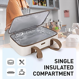 TOURIT Insulated Casserole Carrier for Hot or Cold Food Thermal Food Carrier for Picnic Cookouts Potluck Parties Fits 9" x 13" Baking Dish