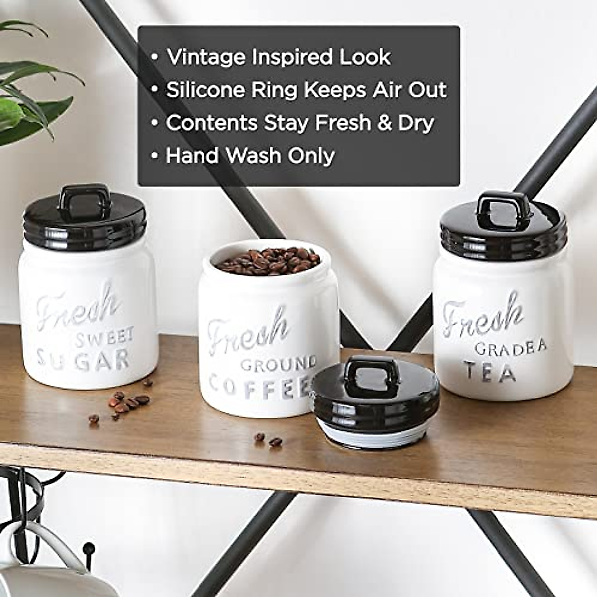 DII Kitchen Accessories Collection Ceramics, Cookie Jar, Black