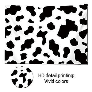 HQM Cow Party Photography Backdrops Black and White Cow Farm Animal Happy Birthday Photo Background Kid's Birthday Party Newborn Baby Shower Banner Props Supplies 5x3ft