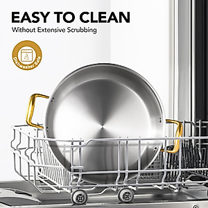 MICHELANGELO Stainless Steel Pan with Lid - 7 Quart Saute Pan, Deep Frying Pan with Lid, Dishwasher and Oven-Safe, All Cooktops Compatible, 12 Inch