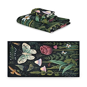 Flradish Forest Mushrooms Towels 3 Pack Bath Towels for Bathroom Set Soft Cotton Highly Absorbent Lightweight & Quickdry Towel Set 1 Bath Towel,1 Hand Towel,1 Washclothe