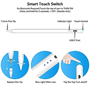iPencil 2nd Generation, KIROSA Stylus Pen for iPad with Tilt Sensing & Palm Rejection, Pencil for iPad 9th/10th~6, iPad Mini 5/6, iPad Air 3~5, iPad Pro 11"/12.9" Pink