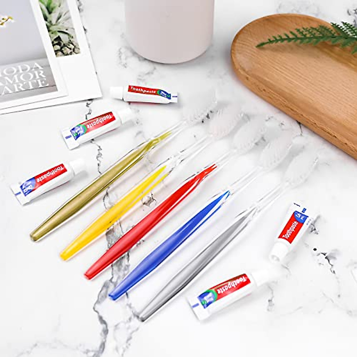 Travel Toothbrushes Kit,50Pcs Travel Toothbrush Set Disposable Toothbrushes with Toothpaste for Nursing Home,Hotel,Charity(Individually Wrapped)