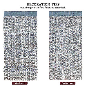 Silver Tinsel Backdrop- CYLMFC 3 Pack 3.3 ft x 6.6 ft Streamer Foil Fringe Curtain for Birthday Party Christmas Graduation Decor