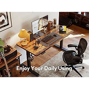 BANTI 63'' Standing Desk, Electric Stand up Height Adjustable Home Office Table, Sit Stand Desk with Splice Board, Rustic Brown