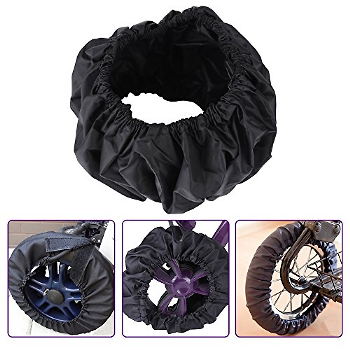 4Pcs/Set Baby Carriage Dust Cover Stroller Wheel Protection Black Dustproof Accessories for Child Kid Baby(L)