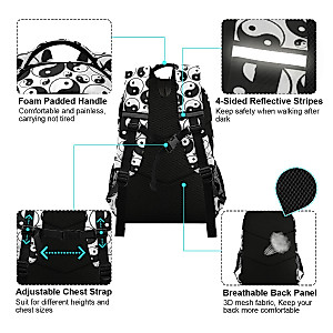 Glaphy Yin and Yang Symbols Backpack for Boys Girls Kids, Laptop Bookbag Lightweight Travel Daypack School Backpacks