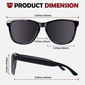 LINVO Classic Black Polarized Sunglasses for Men Dark Driving Shades UV Protection MSO7