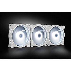 120mm Computer PC Cooling Fan White LED Game Case Cooler Fan Quiet 12V Computer PC Fan with Triple Light Loop 3-Pack